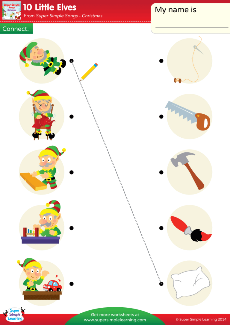 10 Little Elves Worksheet - Connect - Super Simple