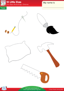10 Little Elves Worksheet - Trace The Objects - Super Simple