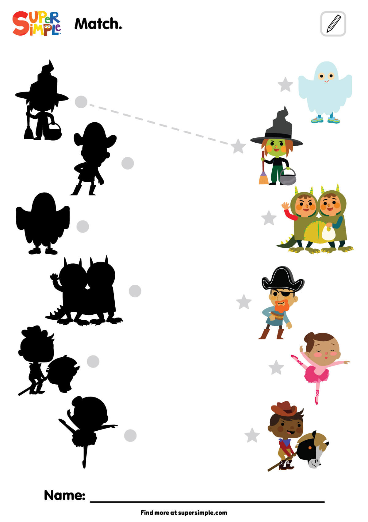 Knock Knock, Trick Or Treat? Worksheet - Match - Super Simple