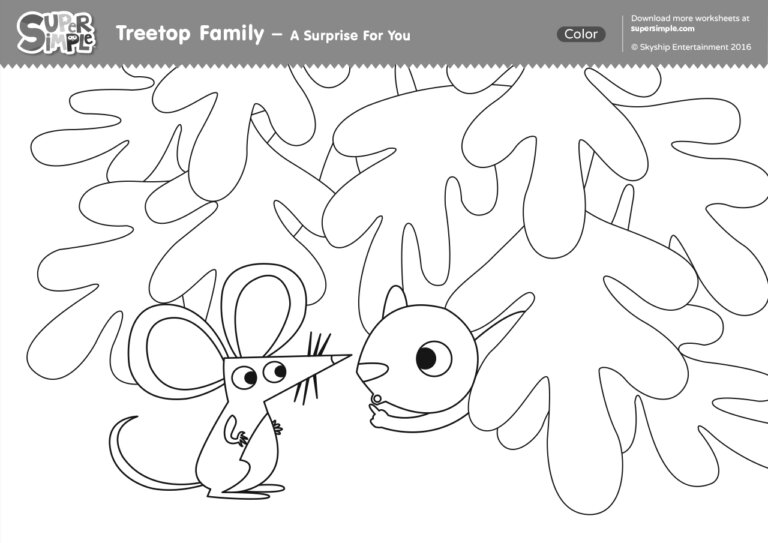 Treetop Family Coloring Pages - A Surprise For You - Super Simple