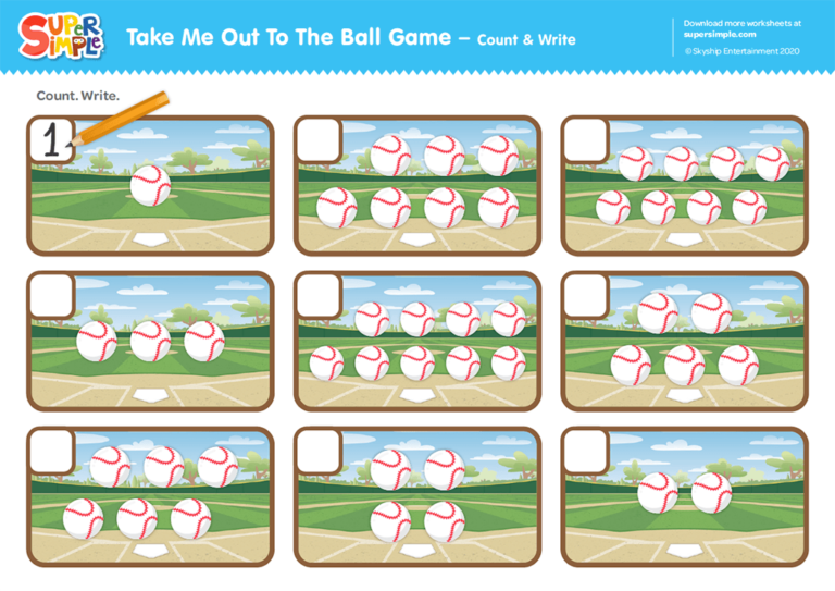 Take Me Out To The Ball Game - Count & Write - Super Simple