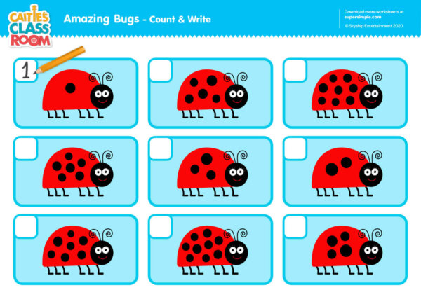 Caitie's Classroom Amazing Bugs - Count & Write - Super Simple