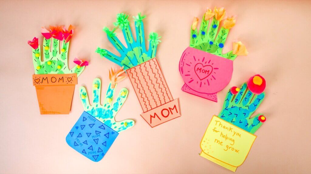Flowering Handprint Cactus Craft for Mom - Super Simple