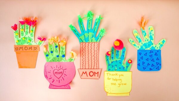 Flowering Handprint Cactus Craft for Mom - Super Simple