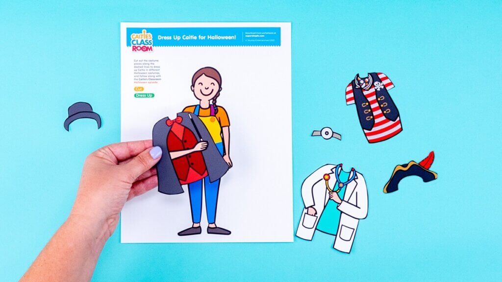 Dress Up Caitie for Halloween! Paper Doll Printable & Activity - Super ...