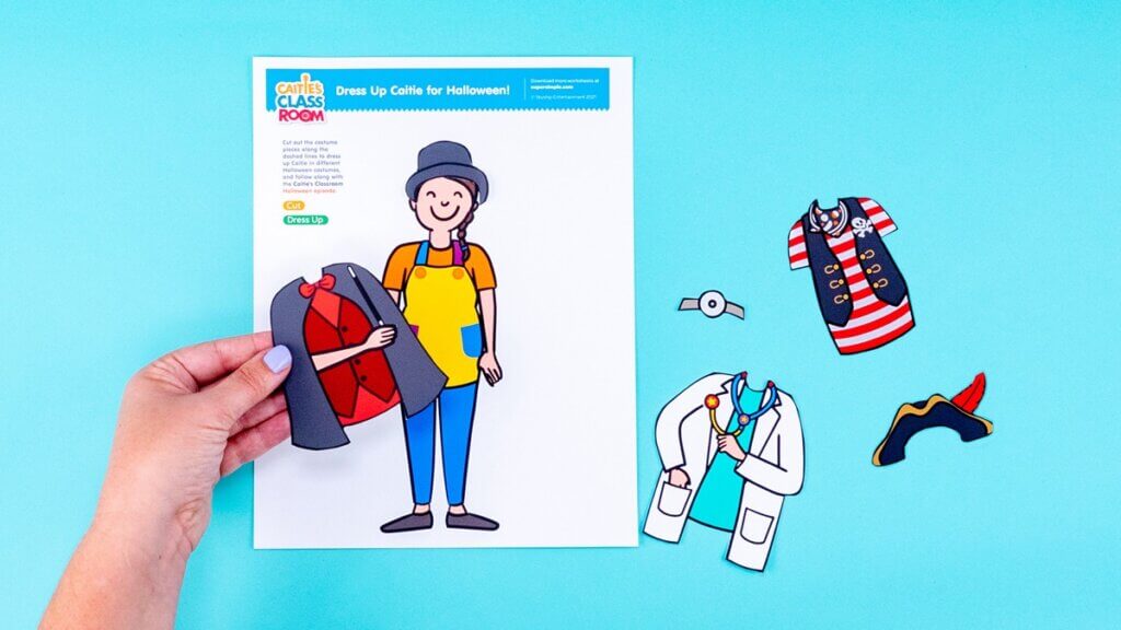Dress Up Caitie for Halloween! Paper Doll Printable & Activity - Super ...