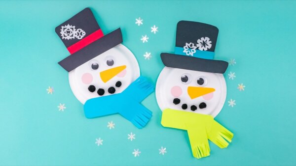Snowman Paper Plate Craft - Super Simple