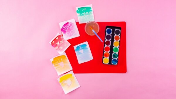 Crayon Watercolor Hearts - Super Simple