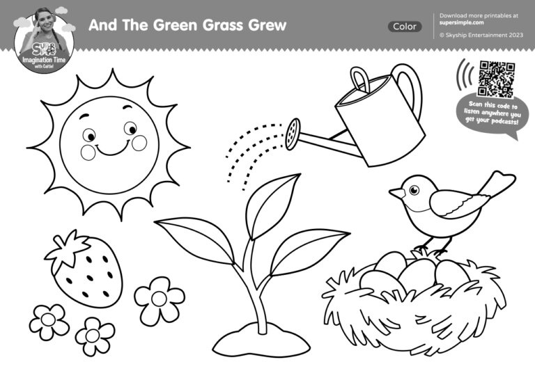 Imagination Time - And The Green Grass Grew Coloring Page - Super Simple