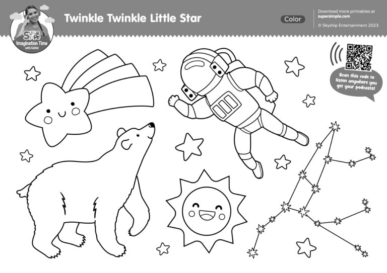 Imagination Time - Twinkle Twinkle Little Star Coloring Page - Super Simple