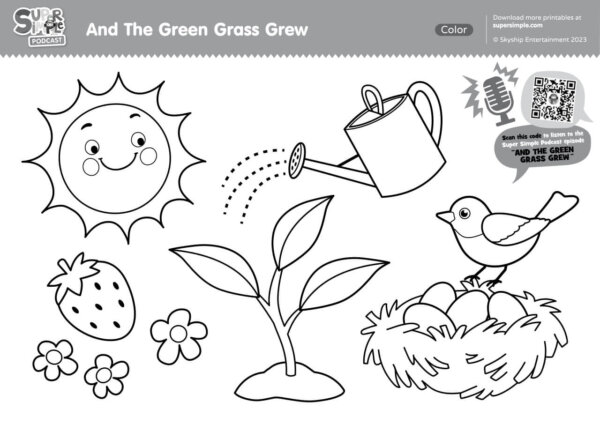Imagination Time - And The Green Grass Grew Coloring Page - Super Simple