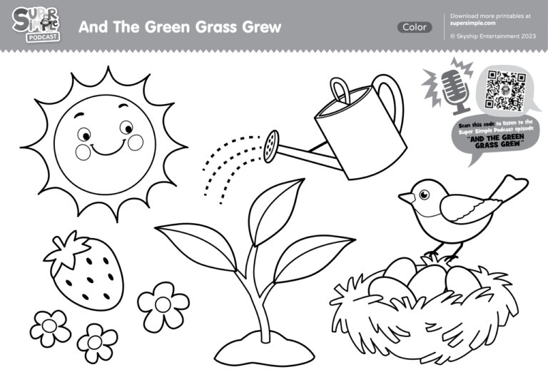 Imagination Time - And The Green Grass Grew Coloring Page - Super Simple
