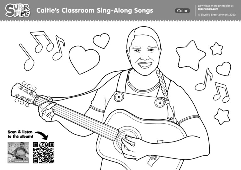 Caitie's Classroom Sing-Along Songs Coloring Page - Super Simple