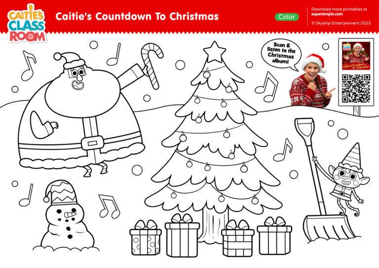 Caitie's Countdown To Christmas Coloring Page - Super Simple