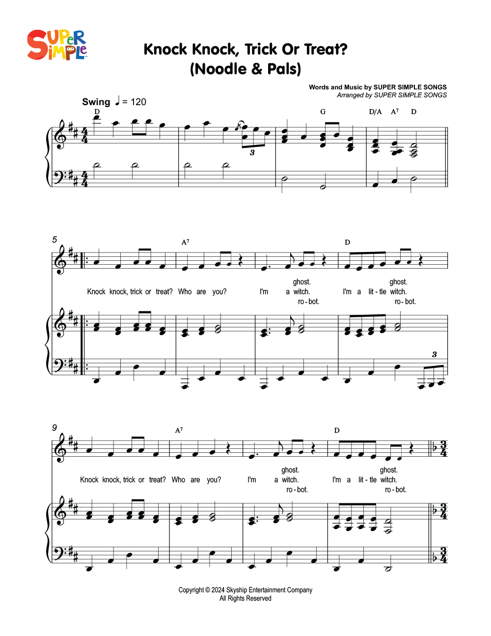 Knock Knock, Trick Or Treat? | featuring Noodle & Pals Sheet Music ...