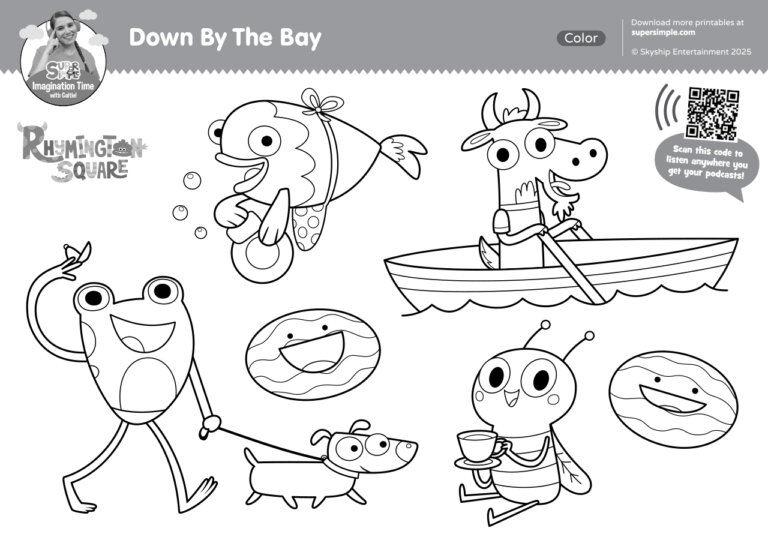 Imagination Time - Down By The Bay Coloring Page - Super Simple