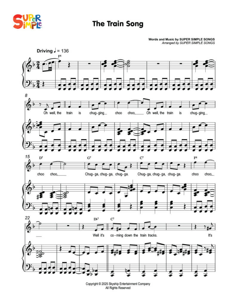 The Train Song Sheet Music - Super Simple