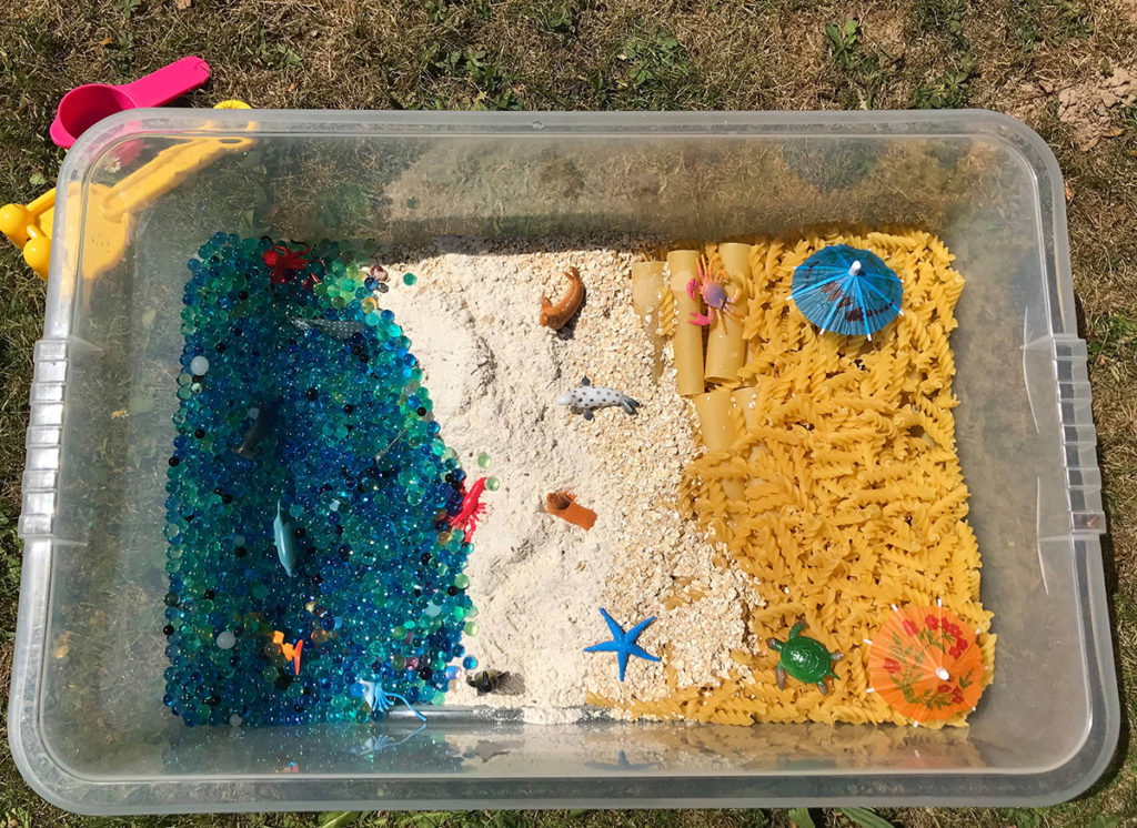 Make Your Own Beach Sensory Bin - Super Simple