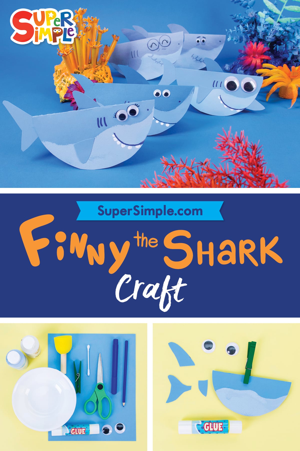 Finny and Family Swimming Shark Craft - Super Simple