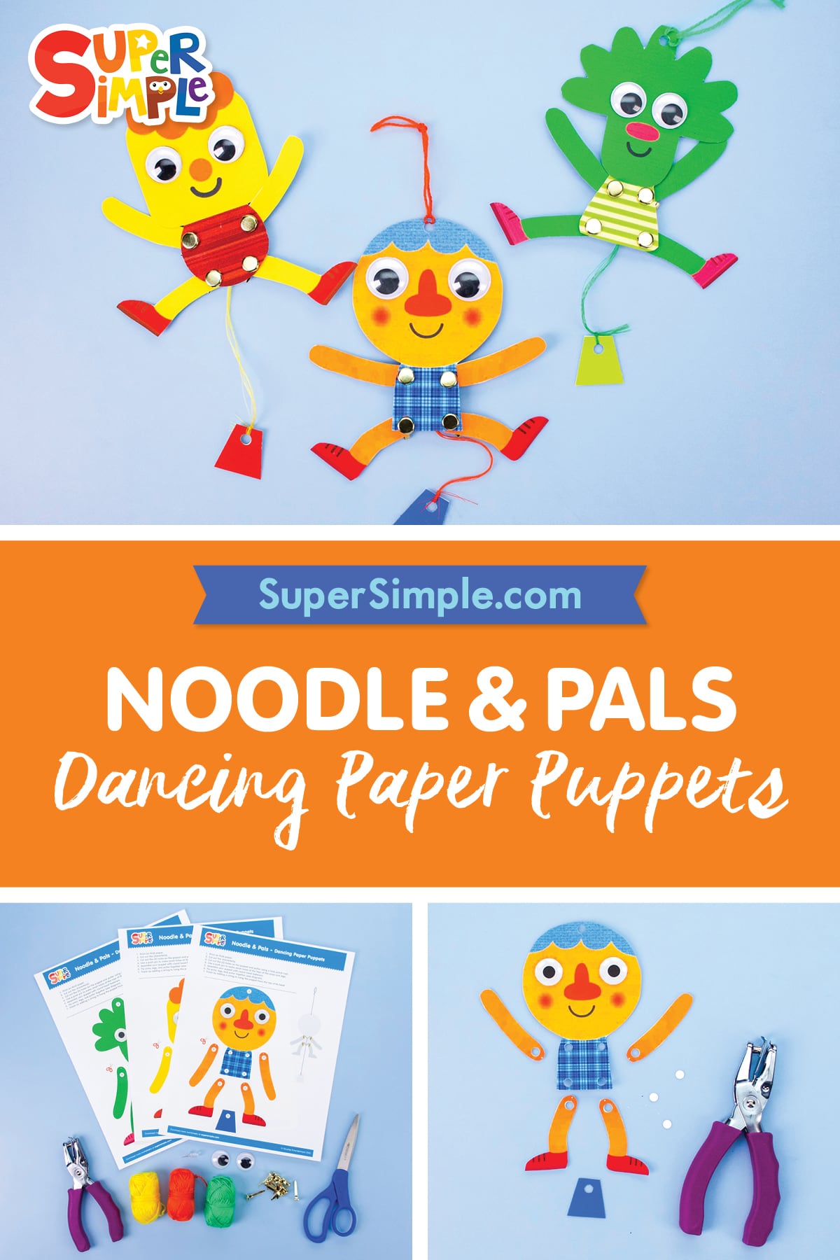 Noodle & Pals Dancing Paper Puppet Craft - Super Simple
