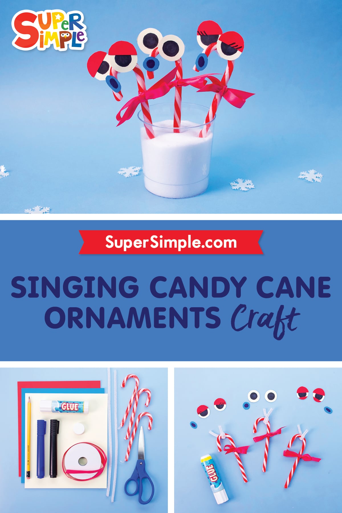 At The North Pole - Singing Candy Cane Ornaments Craft - Super Simple