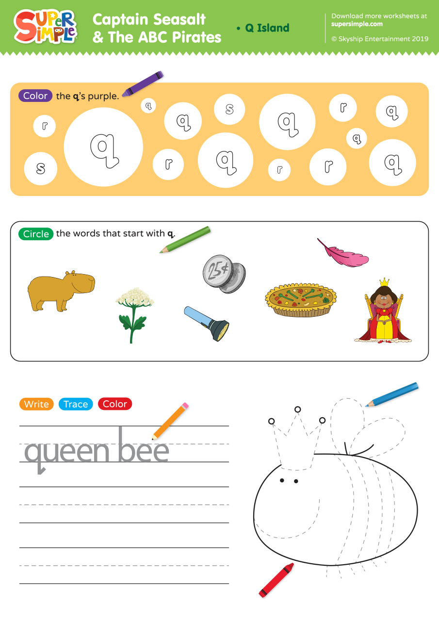 Captain Seasalt And The ABC Pirates "Q" - Color, Circle, Write, Trace ...
