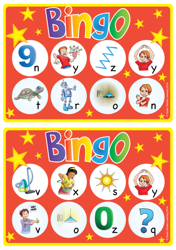 Alphabet/Vocabulary Bingo Game - Lowercase Letters n-z - Super Simple