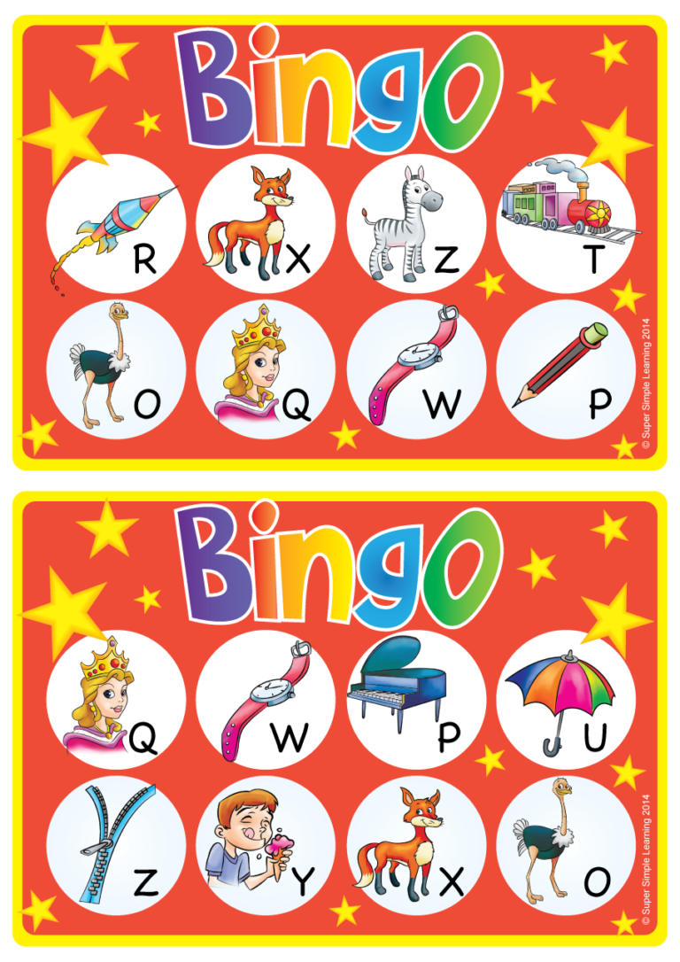 Alphabet/Vocabulary Bingo Game - Uppercase Letters N-Z - Super Simple