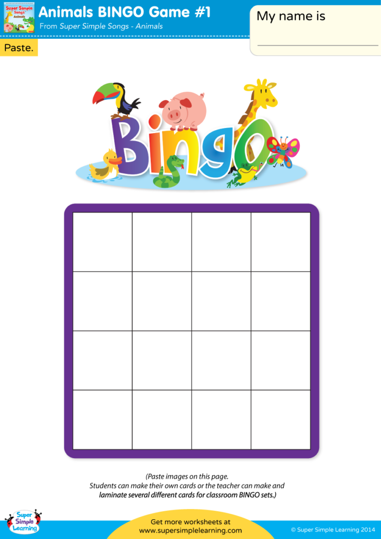 Animal BINGO Game #1 - Super Simple