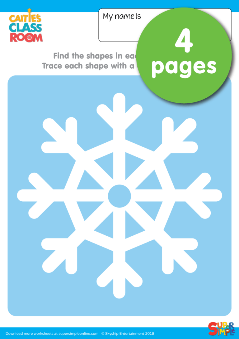 Snowflake Worksheets - Trace The Shapes - Super Simple