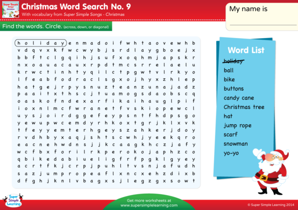 Christmas - Word Search #9 - Super Simple