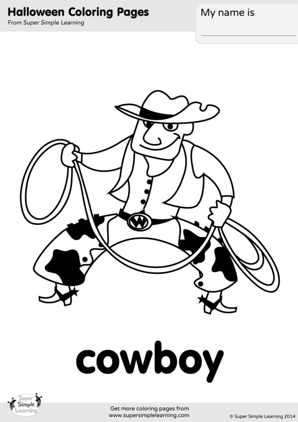 Cowboy Coloring Page - Super Simple