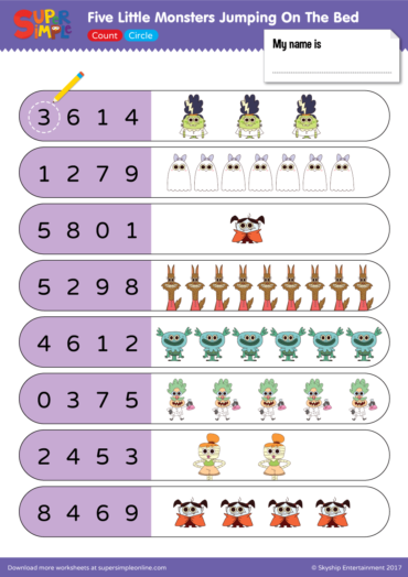 Five Little Monsters Jumping On The Bed - Count & Circle - Super Simple