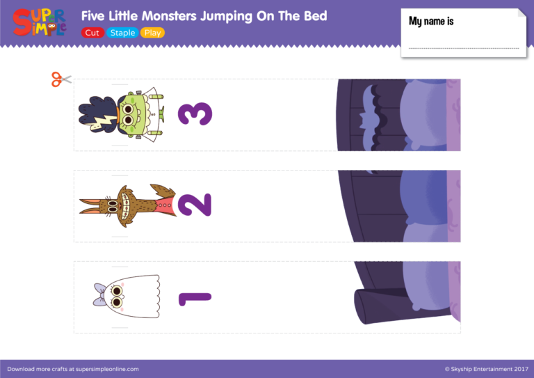 Five Little Monsters Jumping On The Bed Craft - Super Simple