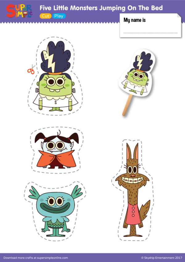 Five Little Monsters Jumping On The Bed Play Set - Super Simple