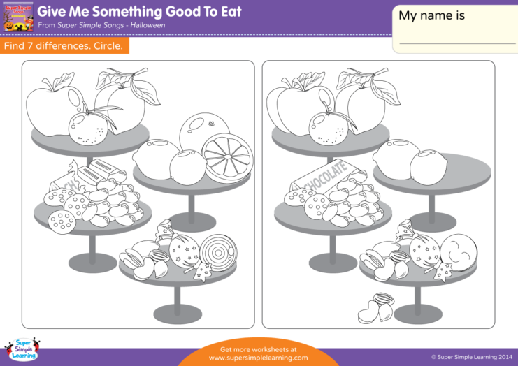 Give Me Something Good To Eat Worksheet - Find The Differences - Super ...