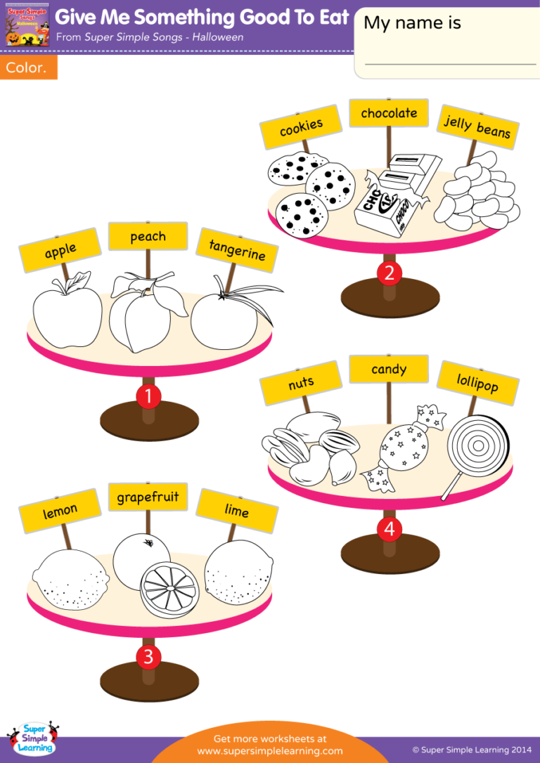 Give Me Something Good To Eat Worksheet - Vocabulary Coloring - Super ...