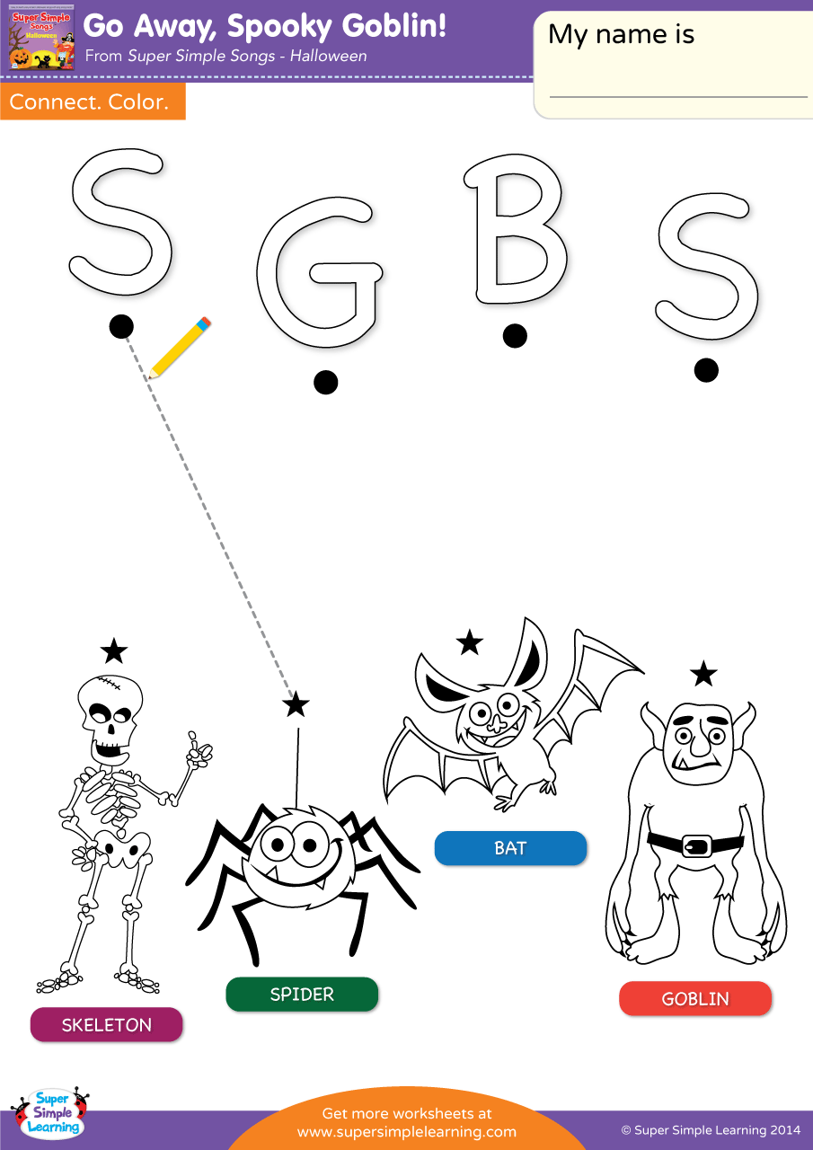 Go Away, Spooky Goblin! Worksheet - Uppercase Letter Matching - Super ...
