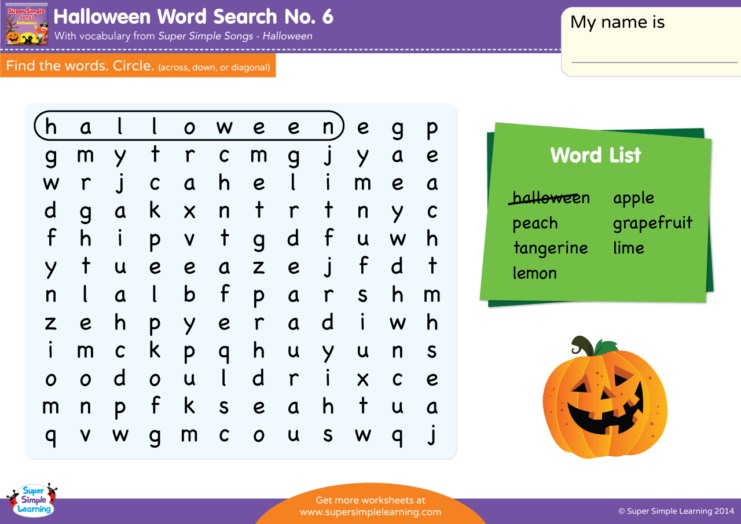 Halloween Word Search #6 - Super Simple