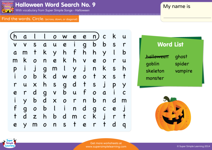 Halloween Word Search #9 - Super Simple