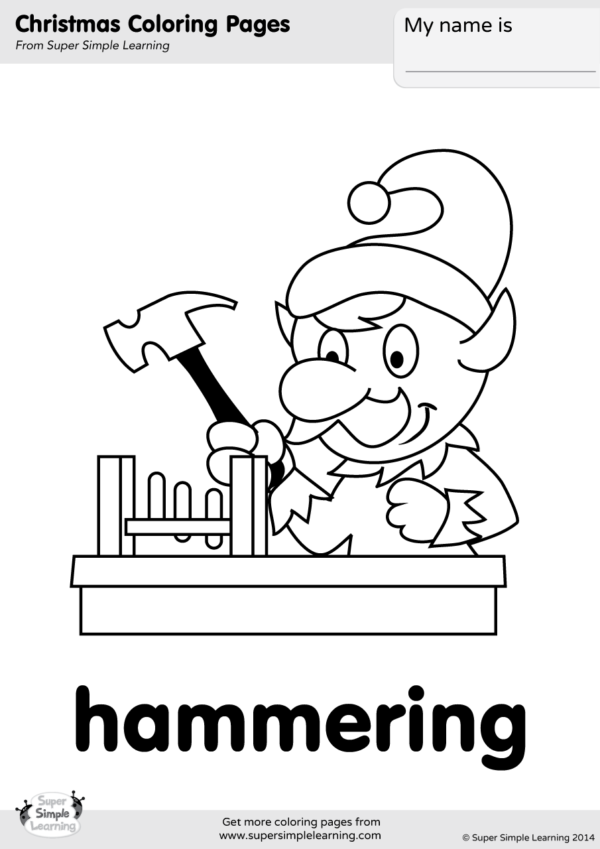 Hammering Coloring Page - Super Simple