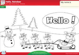 Hello, Reindeer Worksheet - Color - Super Simple