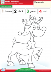 Hello, Reindeer Worksheet - Color By Number - Super Simple