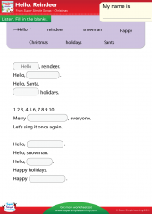Hello, Reindeer Worksheet - Fill In The Blanks - Super Simple