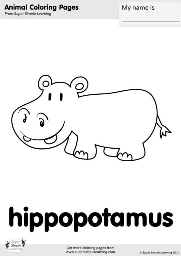 Hippopotamus Coloring Page - Super Simple