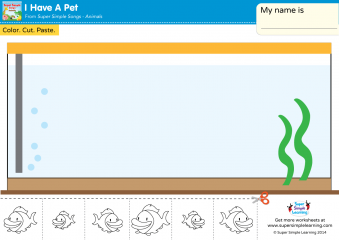 I Have A Pet Worksheet - Cut & Paste The Fish - Super Simple