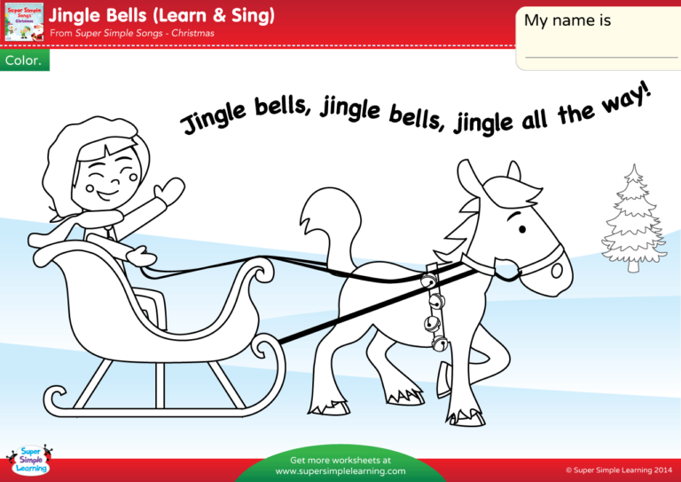 Jingle Bells Worksheet - Color - Super Simple