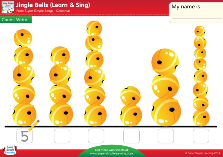 Jingle Bells Worksheet - How Many Bells? - Super Simple