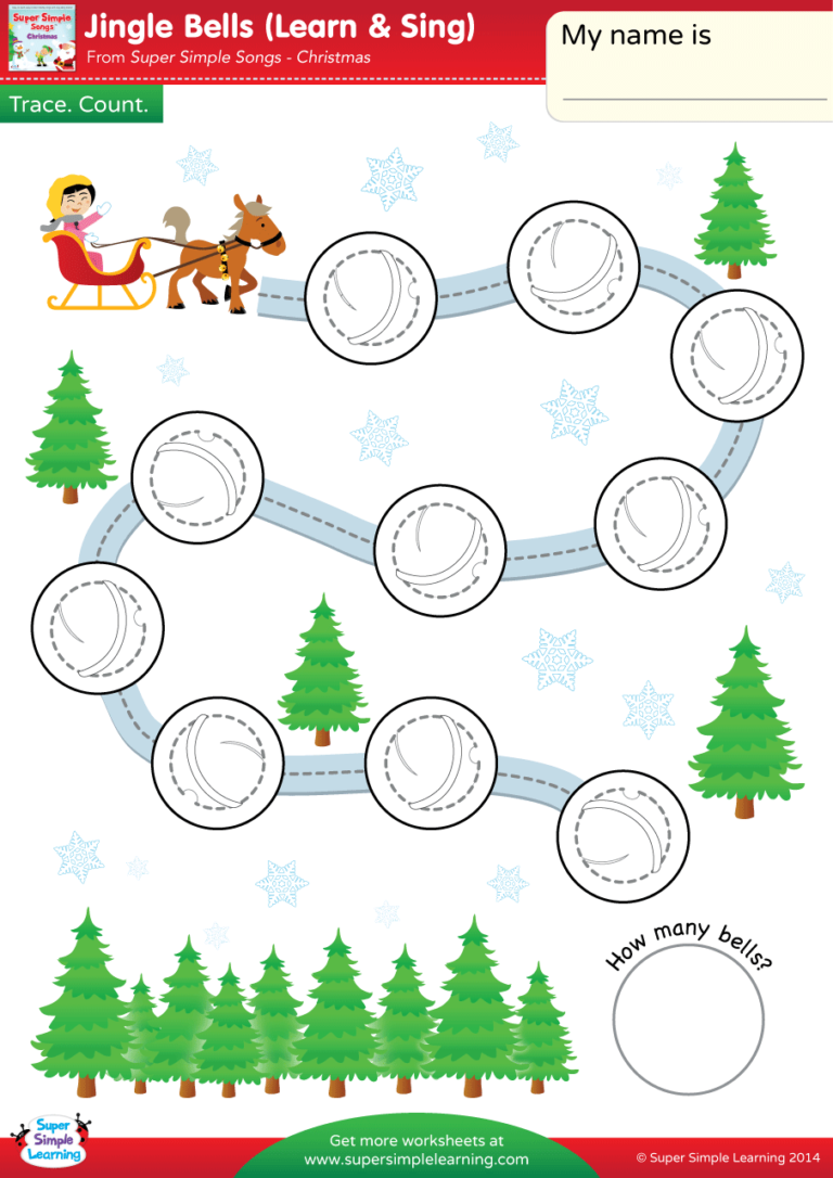 Jingle Bells Worksheet - Trace & Count - Super Simple