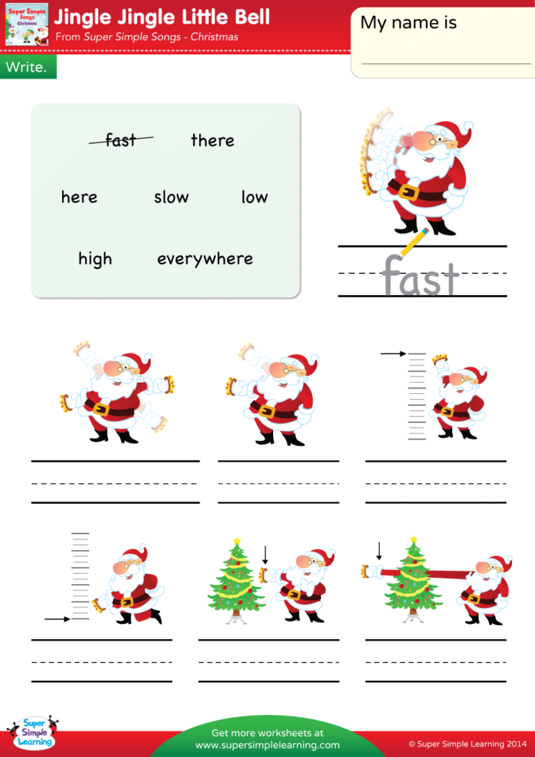 Jingle Jingle Little Bell Worksheet - Write - Super Simple